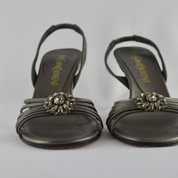 Yves Saint Laurent | Shoes | Ysl Yves Saint Laurent Gray Slingback ...